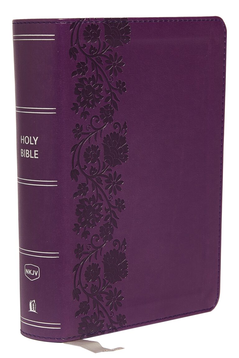 NKJV Compact Large Print Reference Bible (Comfort Print)-Purple Leathersoft